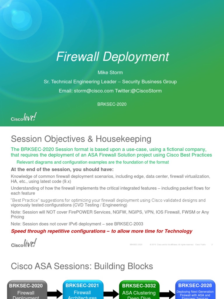BRKSEC-2020 - Firewall Deployment PDF | PDF