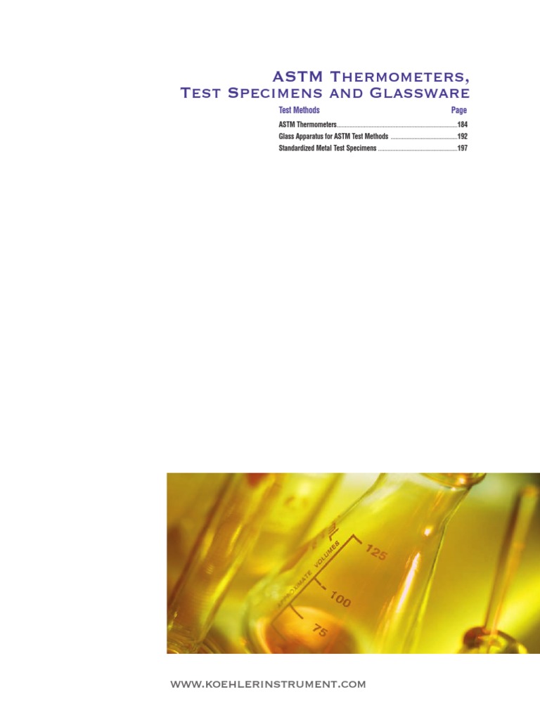ASTM Thermometers, Test Specimens and Glassware | PDF