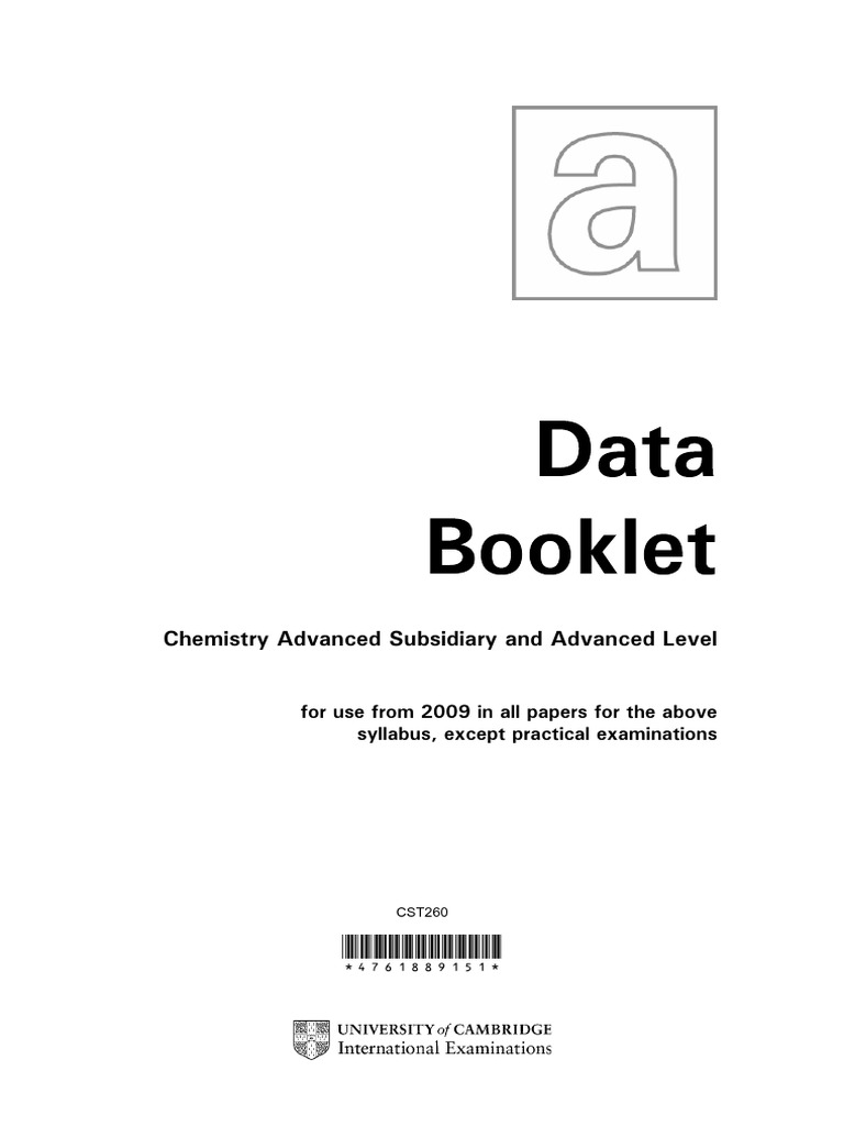 A Level Chemistry Data Booklet | PDF