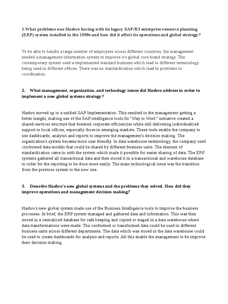 Hasbro Operations and Global Strategy | PDF