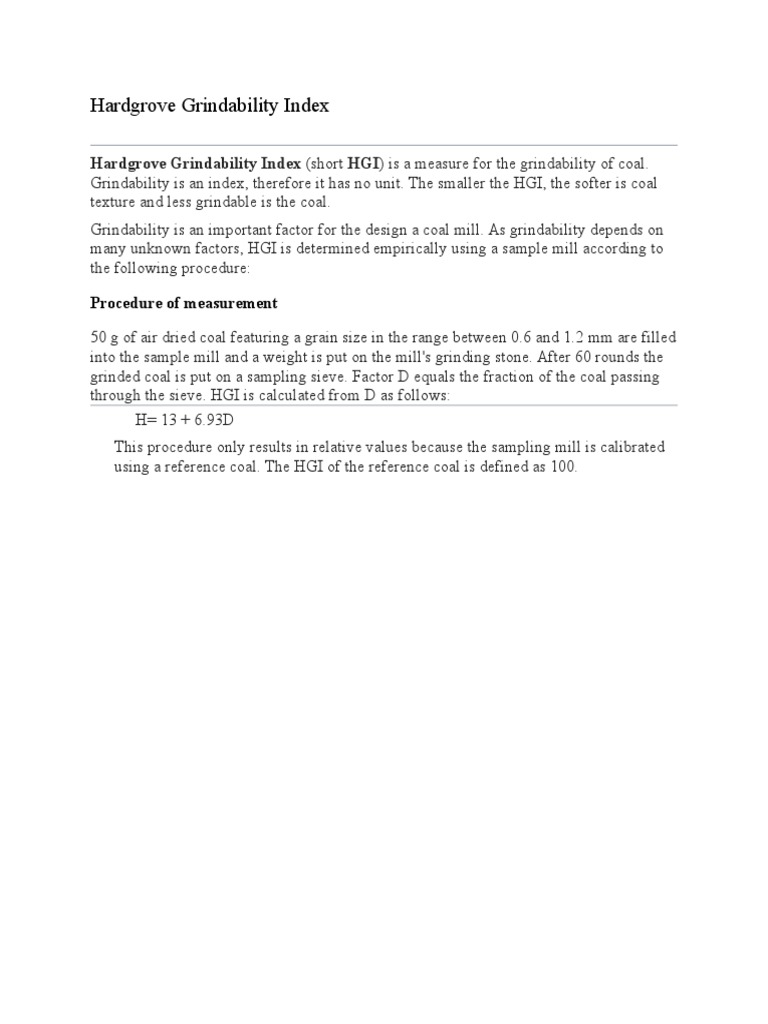 Hardgrove Grindability Index | PDF