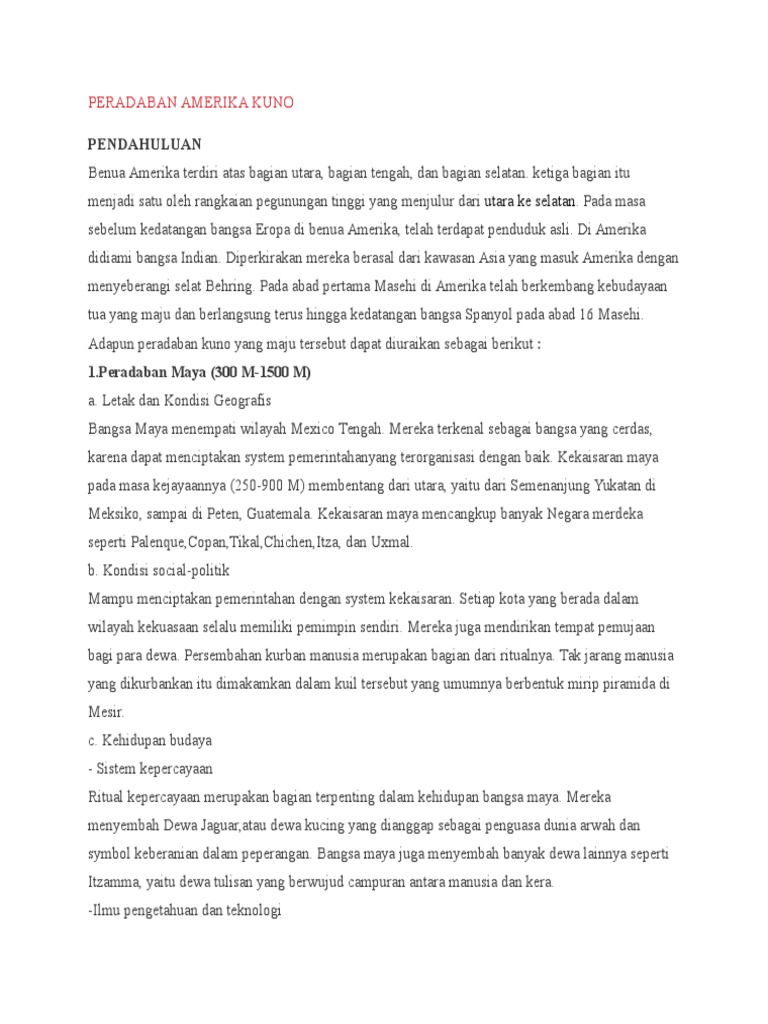 Peradaban Amerika Kuno | PDF