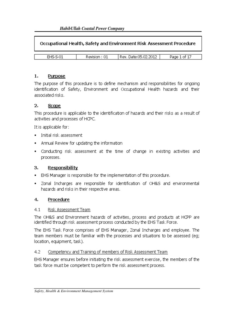 Ehs Risk Assessment Template - prntbl.concejomunicipaldechinu.gov.co