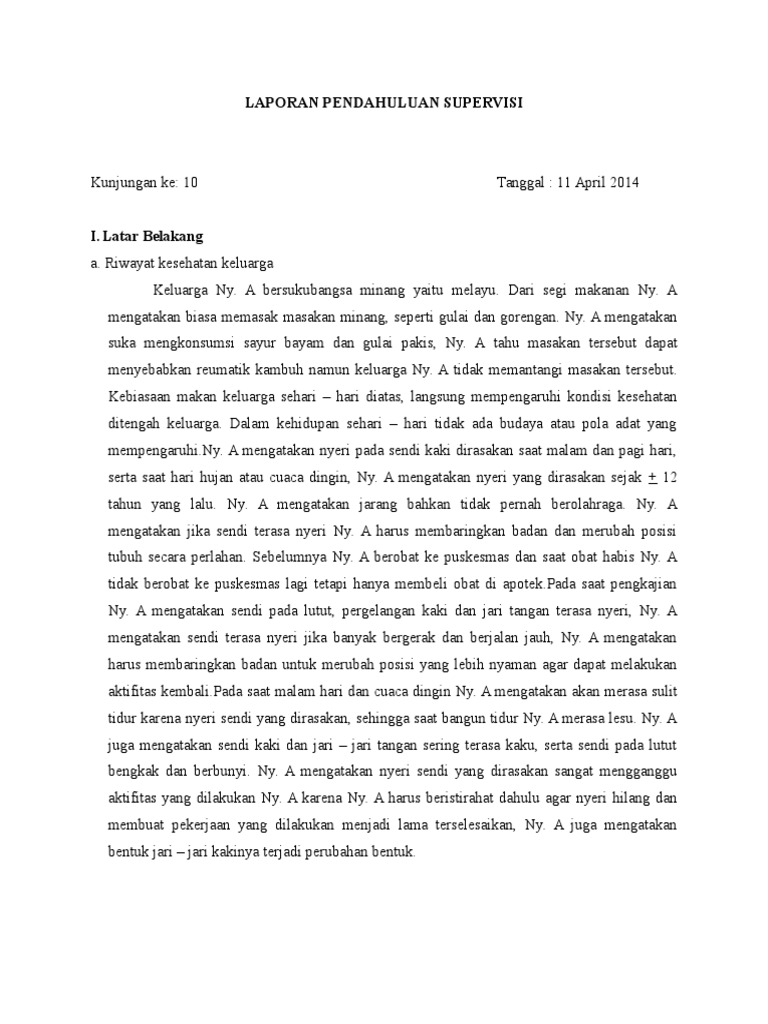 Contoh LP Supervisi Reumatik | PDF