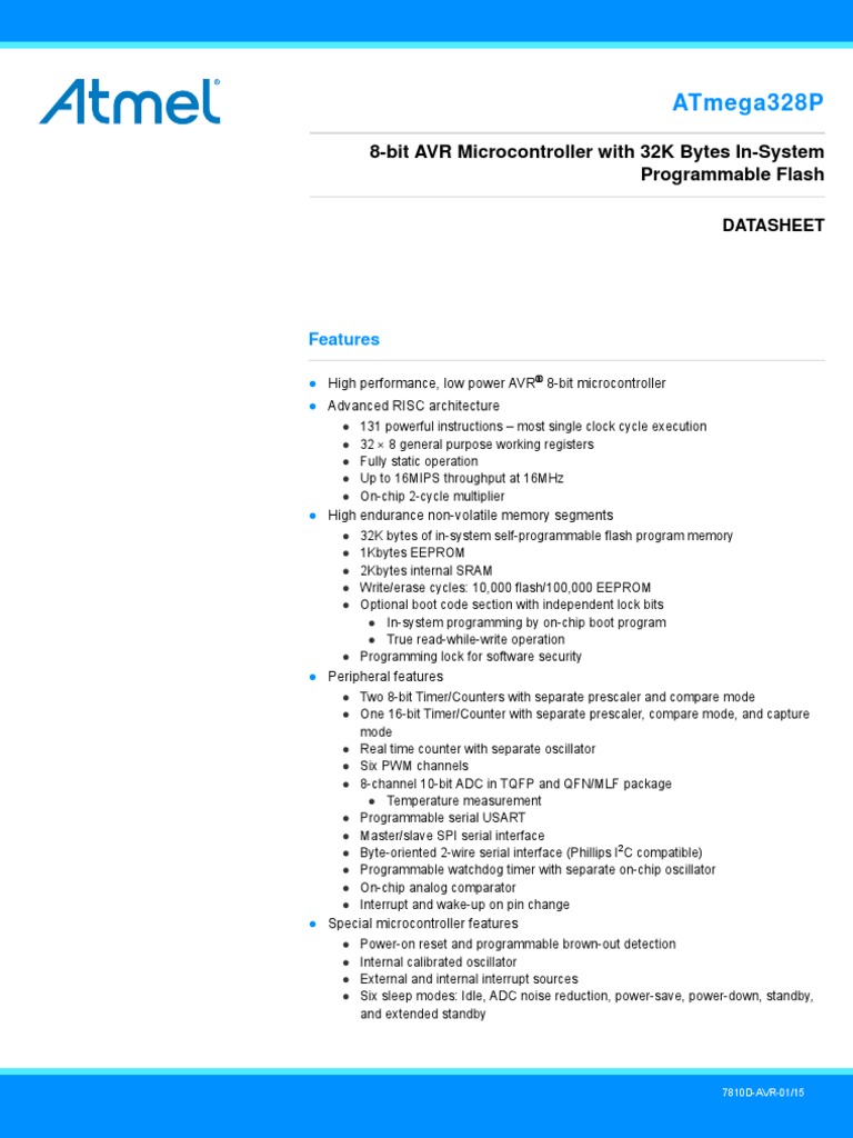 Atmel 7810 Automotive Microcontrollers ATmega328P - Datasheet PDF | PDF | Instruction Set ...