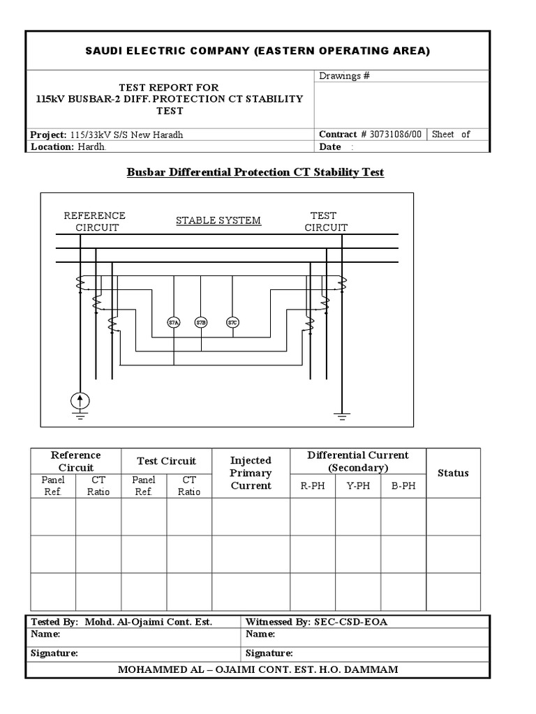 Stability Test Report for the 115kV Busbar-2 Differential Protection ...