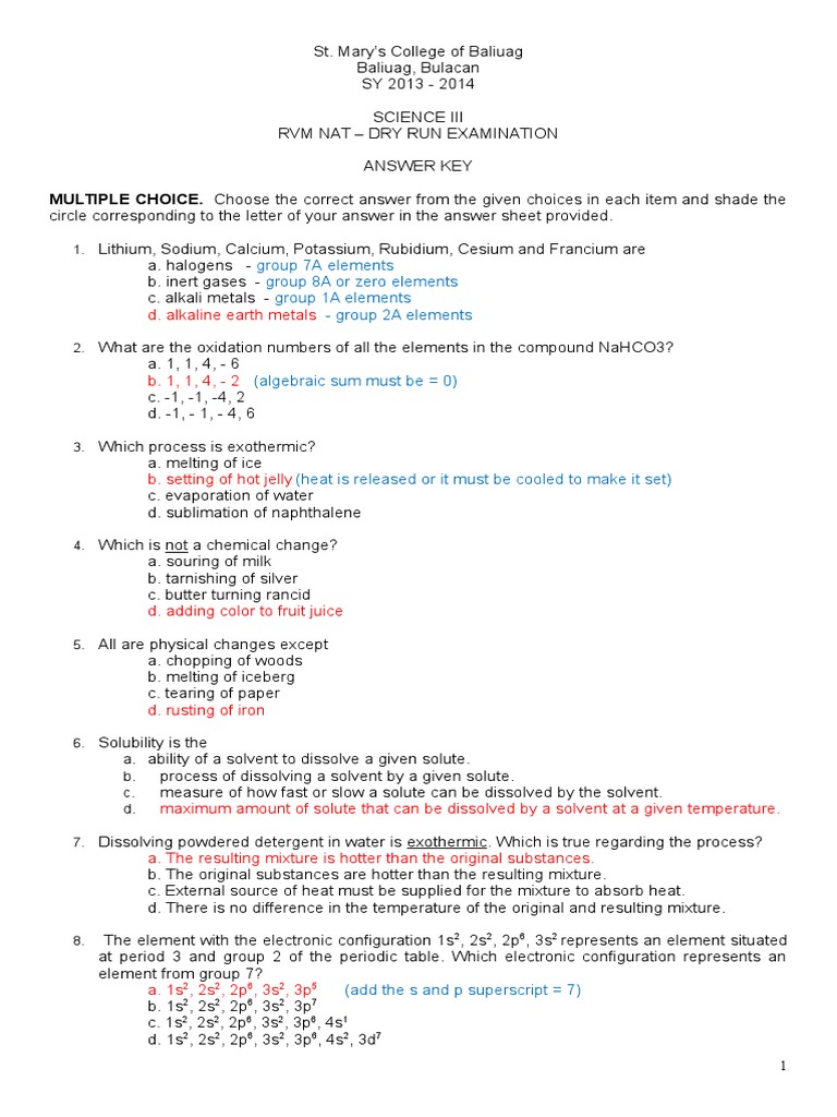 RVM Nat Dry Run - Science III | PDF | Chemical Compounds | Ionic Bonding
