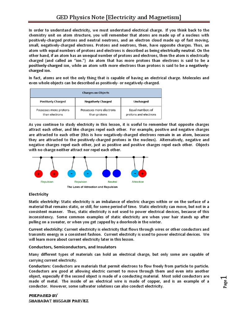GED Physics Note4 (Electricity and Magnetism) | Download Free PDF ...