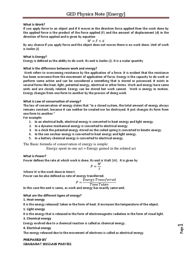 GED Physics Note2 (Energy) | PDF | Nuclear Physics | Nuclear Reaction