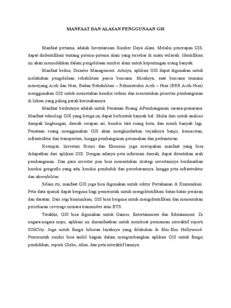 Manfaat Dan Alasan Penggunaan Gis | PDF | Komputer