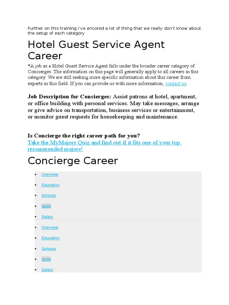 Hotel Guest Service Agent Career | PDF | Employment | Persuasion