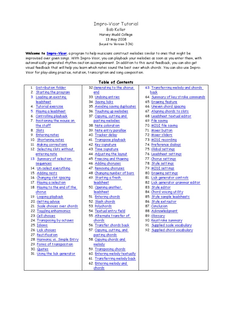 Impro-Visor Tutorial v3 | PDF | Harmony | Chord (Music)