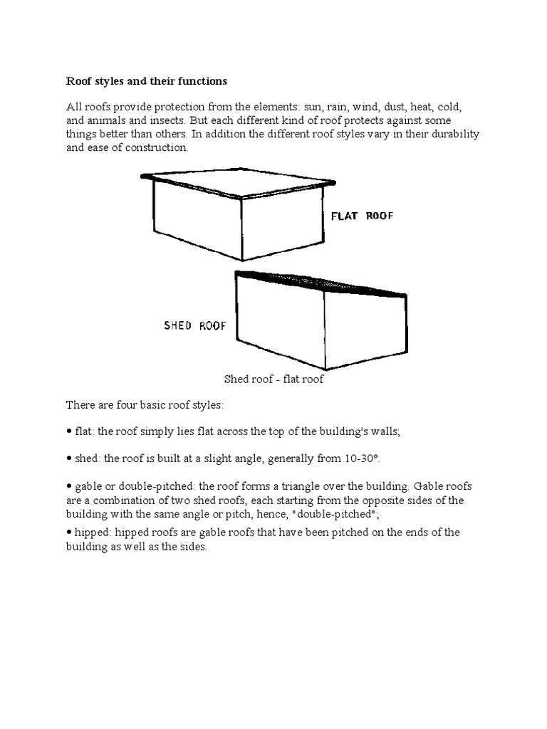 Roof Styles and Their Functions | PDF | Roof | Framing (Construction)