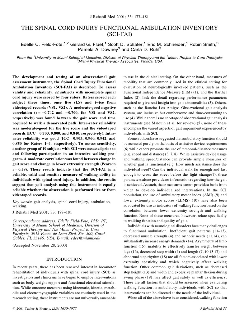Sci Fai | PDF | Spinal Cord Injury | Foot