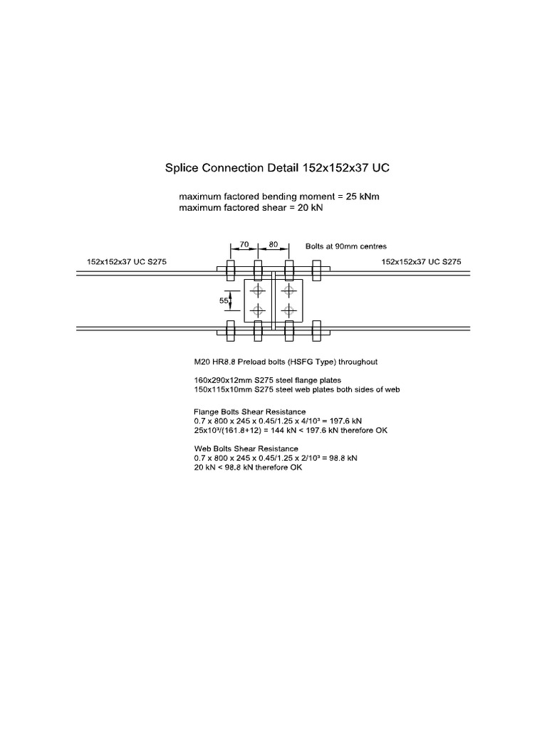 152x152x37 UC Splice Connection | PDF