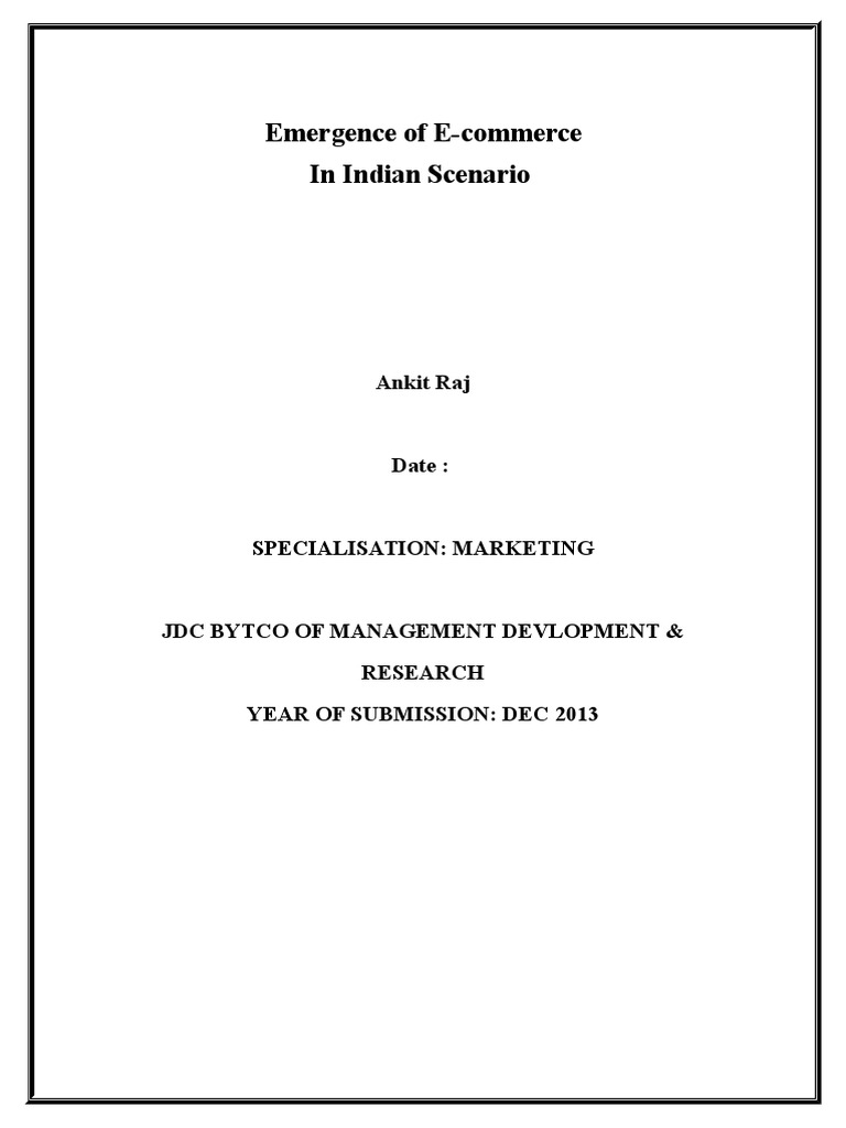 Project On E Commerce For MBA | PDF | E Commerce | Online Shopping