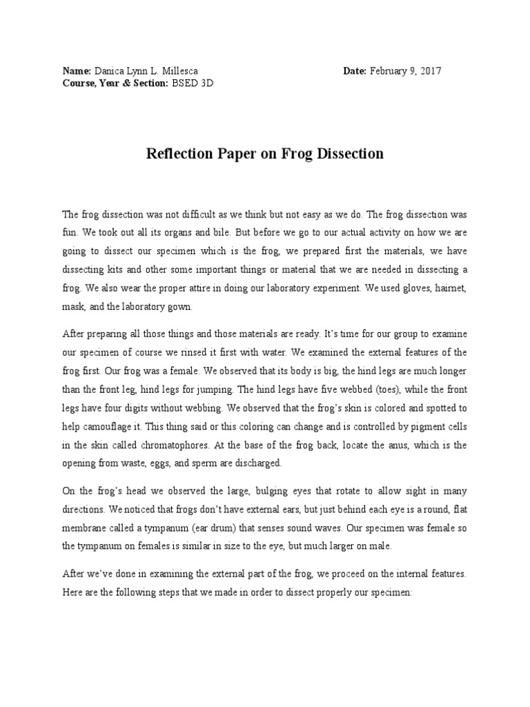 Anatomy Reflection | Download Free PDF | Frog | Primate Anatomy