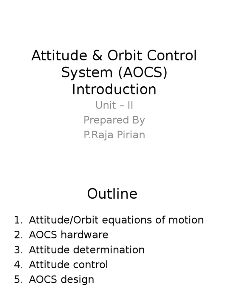 Attitude and Orbit Control | Attitude Control | Orbit
