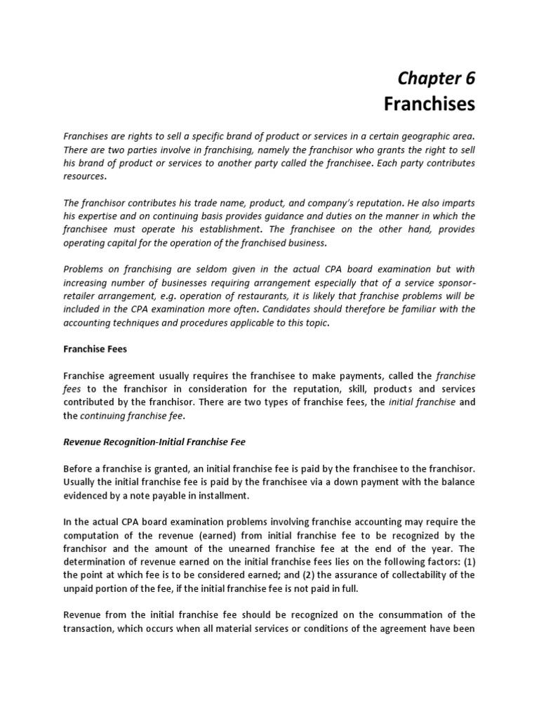 Franchise Accounting | PDF | Franchising | Revenue