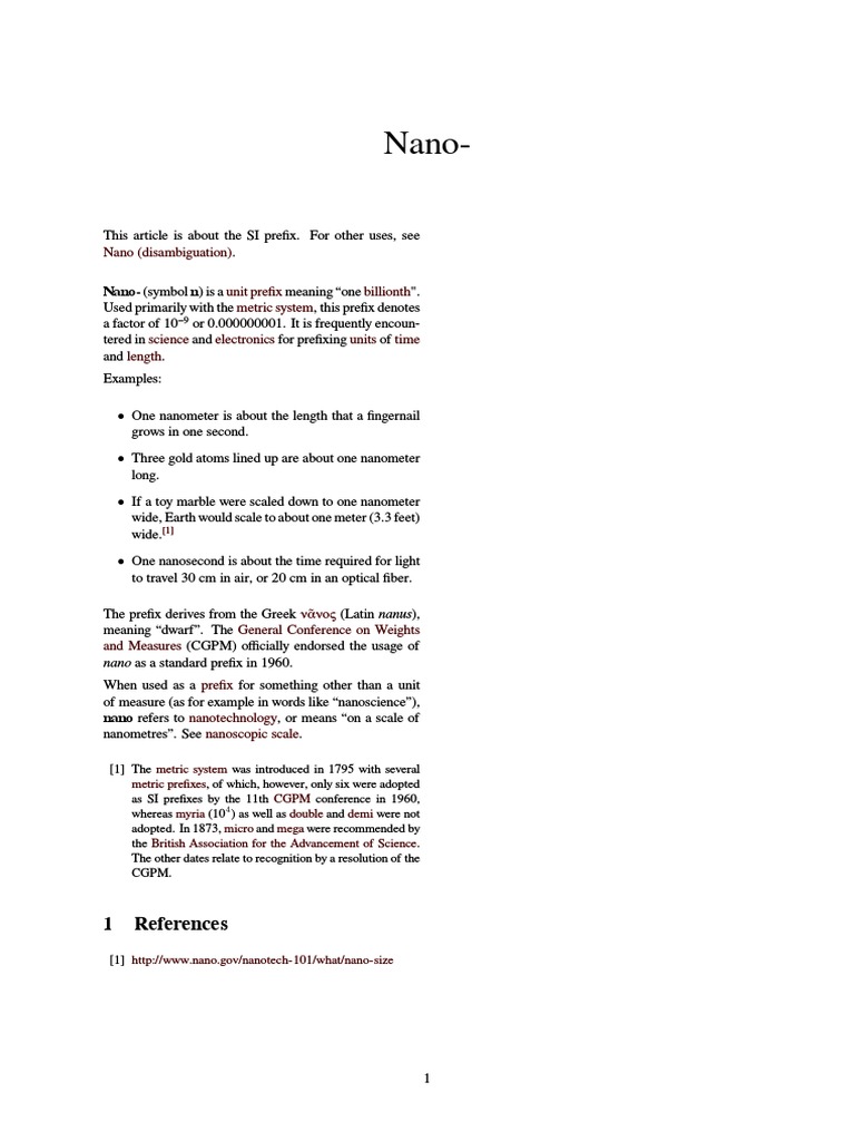 Nano | PDF | Nanometre | International System Of Units
