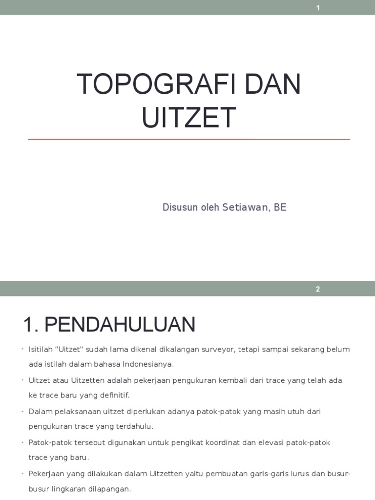 Topografi Dan Uitzet | PDF
