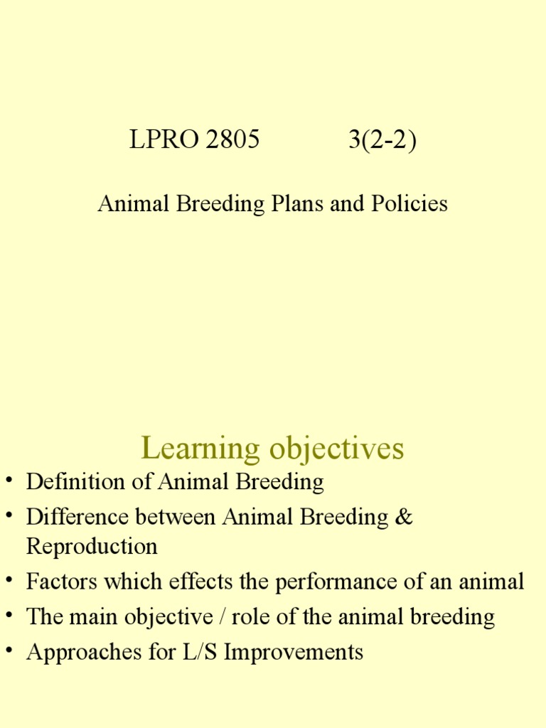 LPRO 2805 3 (2-2) : Animal Breeding Plans and Policies | PDF ...