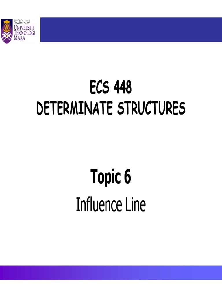 Ecs 448 Influence Lines For Determinate Structures Pdf Structural Engineering Civil