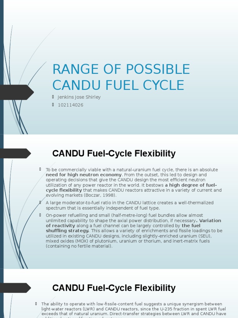 Range of Possible Candu Fuel Cycle | PDF | Enriched Uranium | Nuclear ...