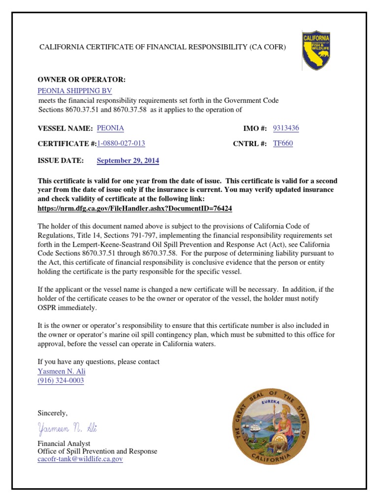 California COFR | PDF