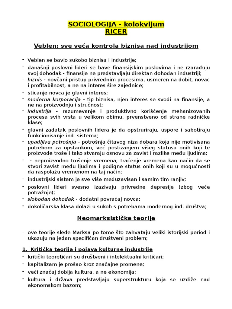 Ricer - Skripta Za Kolokvijum | PDF