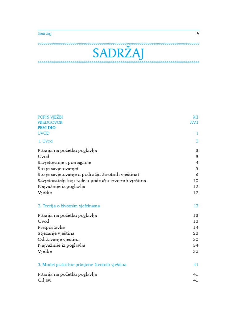 Prakticne Vjezbe U Psiholoskom Savjetovanju - Sadrzaj | PDF
