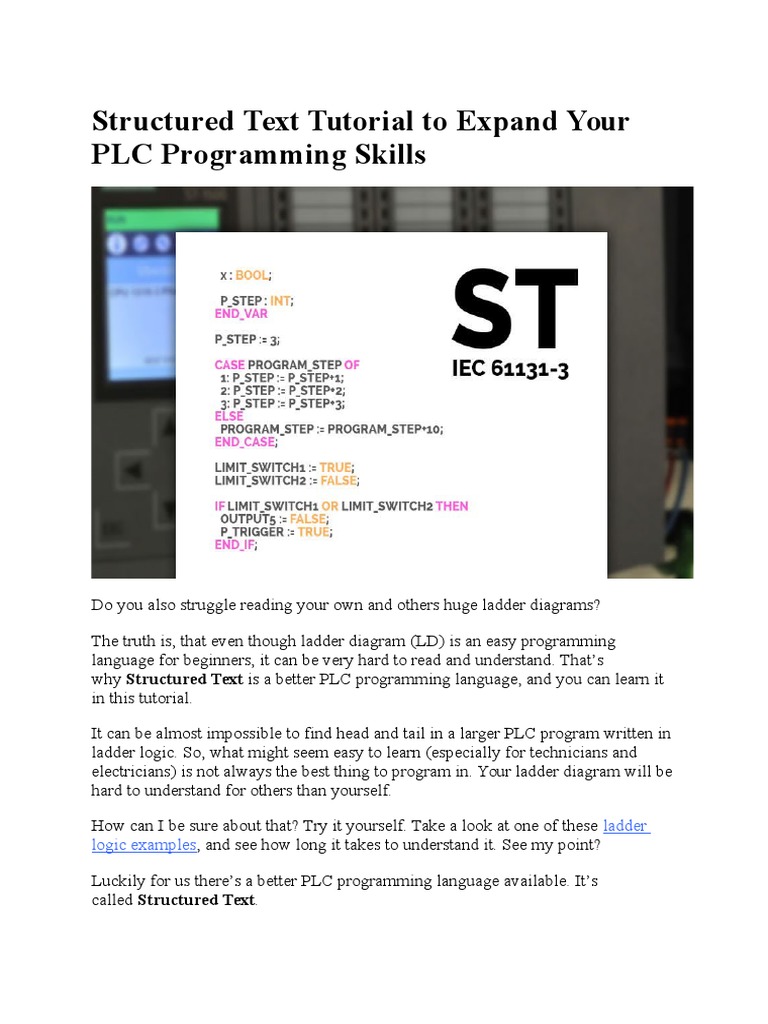 Structured Text Tutorial To Expand Your PLC Programming Skills | PDF ...