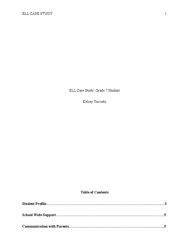 Ell Case Study 1 Pdf Educational Assessment English As A Second