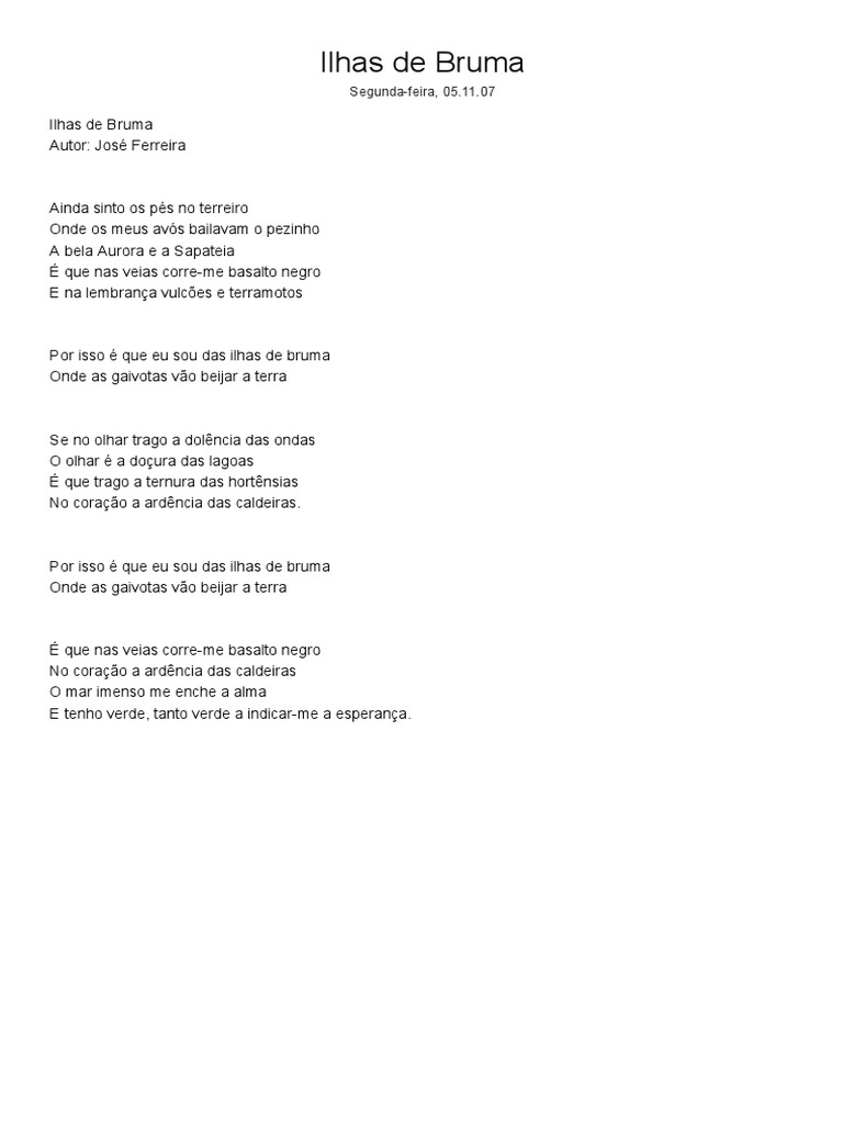 Ilhas de Bruma - Som Das Letras | PDF