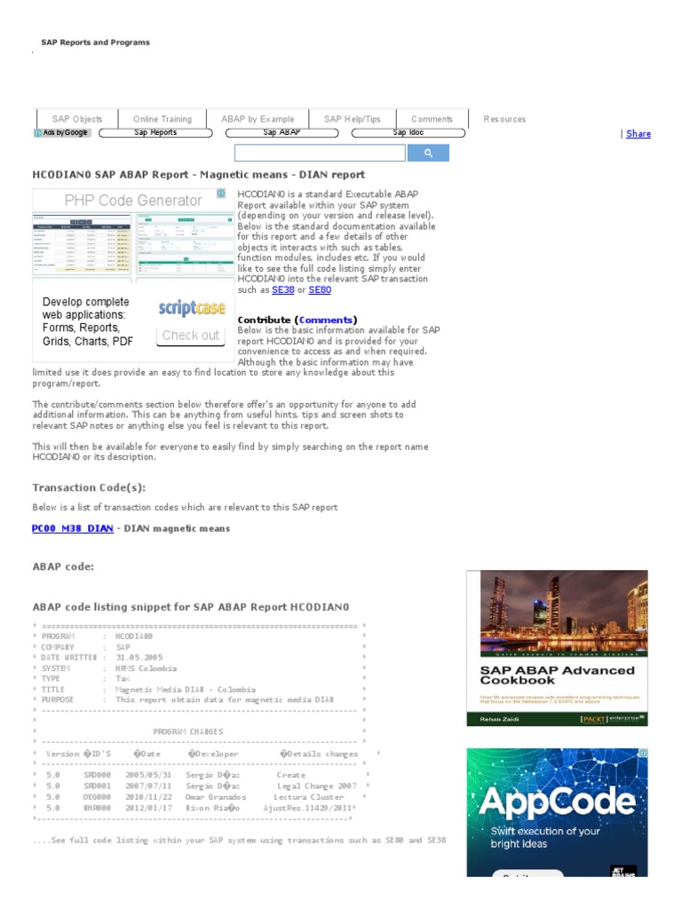 HCODIAN0 SAP ABAP Report - Magnetic Means - DIAN Report | PDF | Computer Programming ...