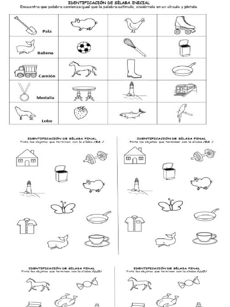 Tareas de Silaba Inicial y Final | PDF
