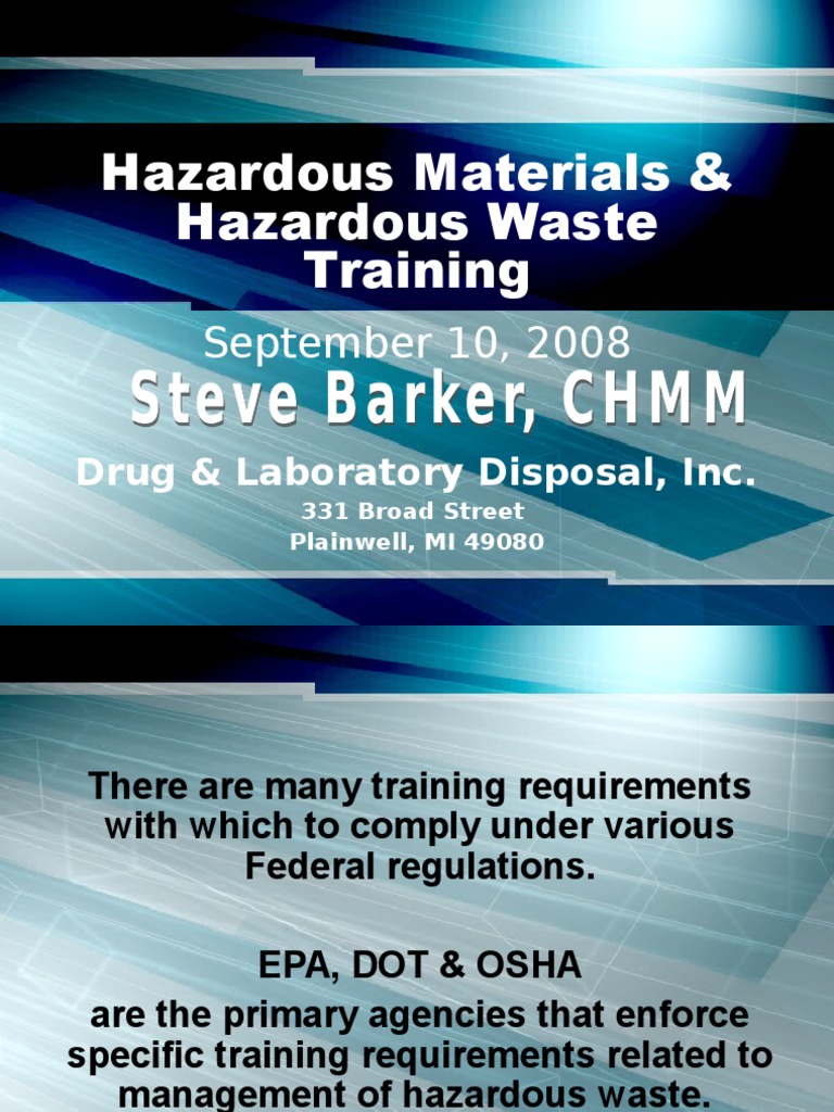 Hazardous Waste DOT Training | PDF | Dangerous Goods | Occupational ...