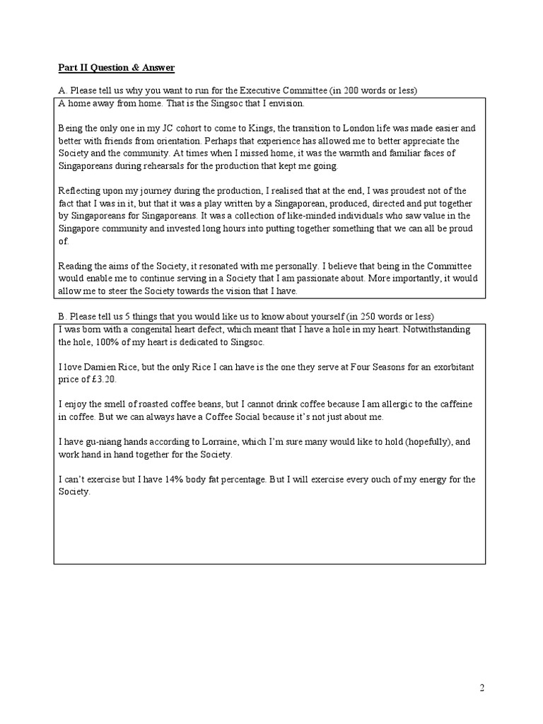 Part II Question & Answer | PDF