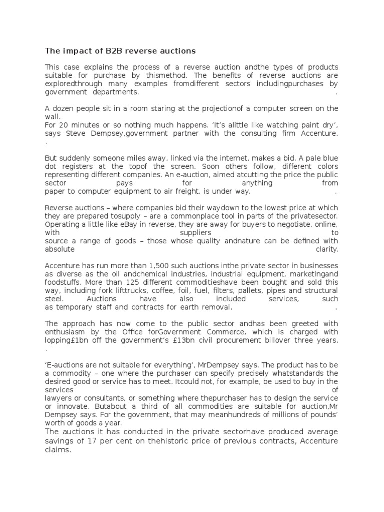 The Impact of B2B Reverse Auctions | PDF | Auction | Microeconomics