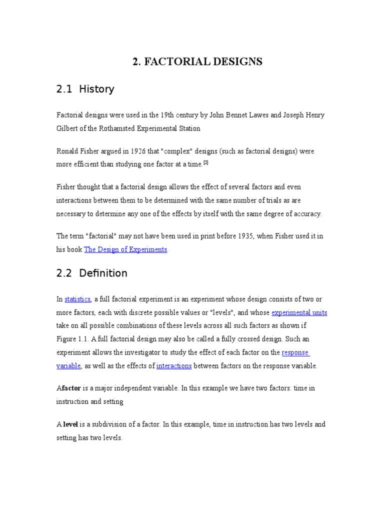 Factorial Design | PDF | Design Of Experiments | Mathematical And ...