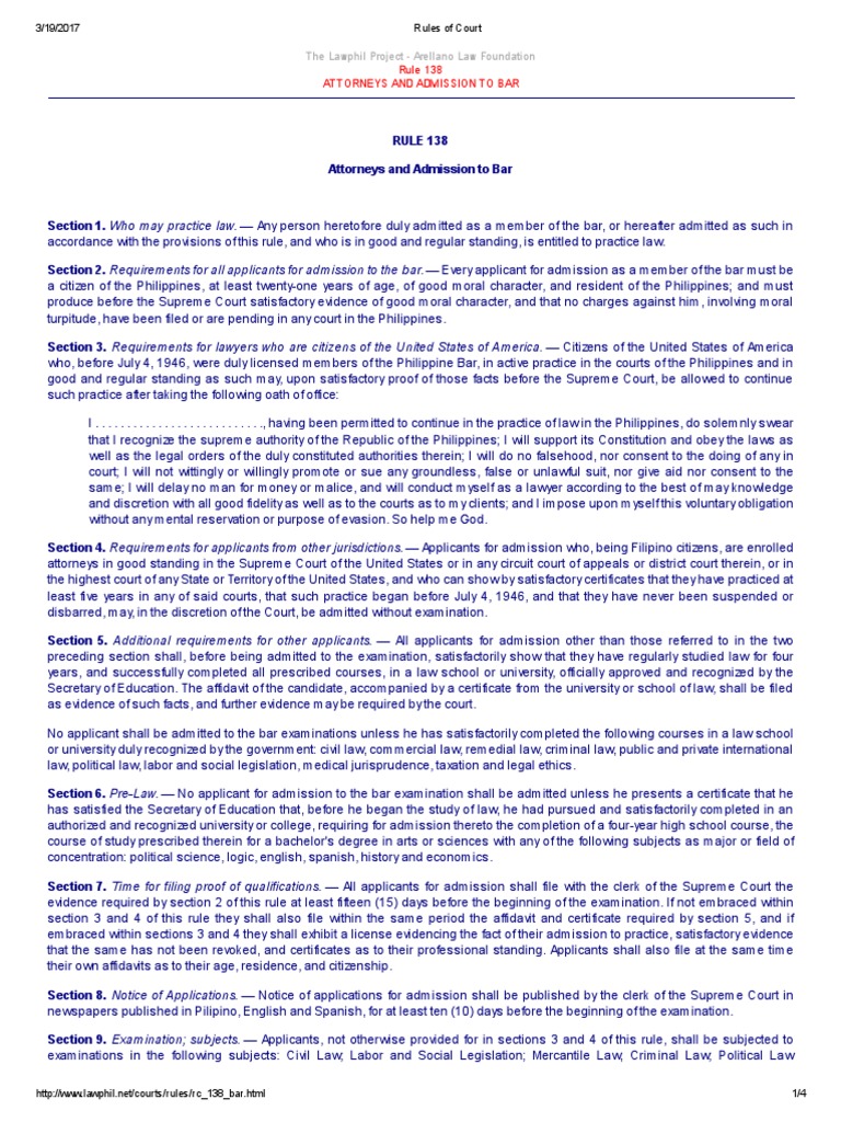 The Lawphil Project Arellano Law Foundation: Rule 138 Attorneys and ...