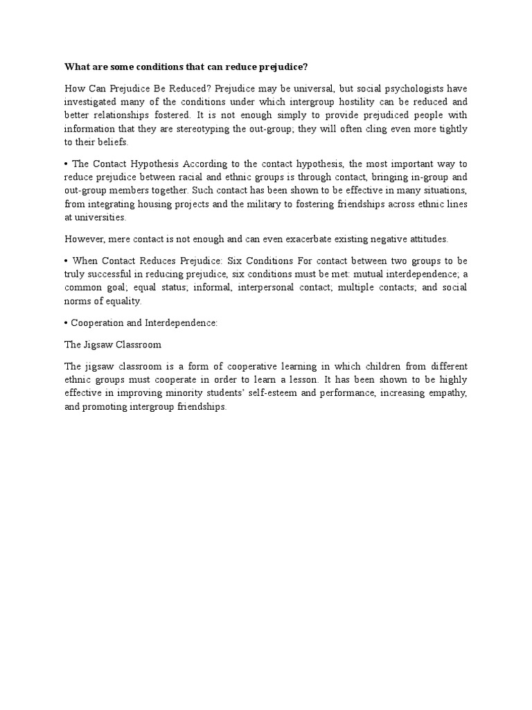 Reducing Prejudice: Effective Strategies | PDF | Career & Growth | Self ...