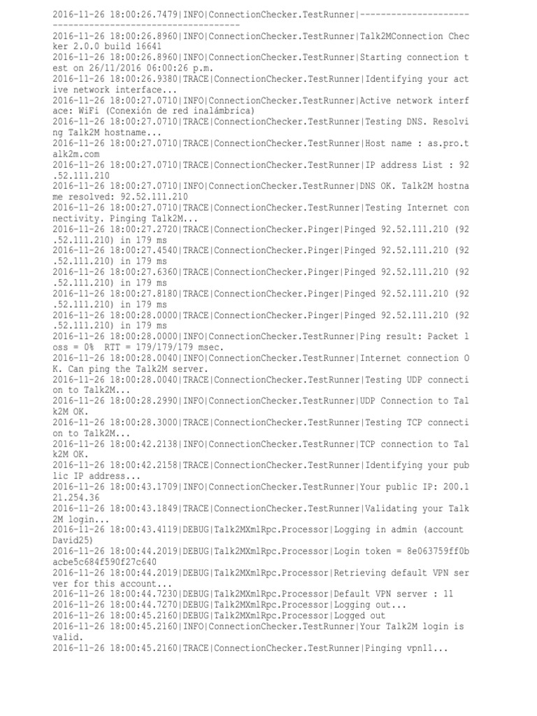 Talk2M Connection Checker Results | PDF | Network Protocols | Internet ...