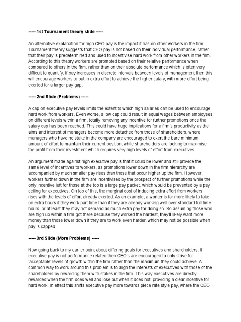 1st Tournament Theory Slide | PDF | Executive Compensation | Salary