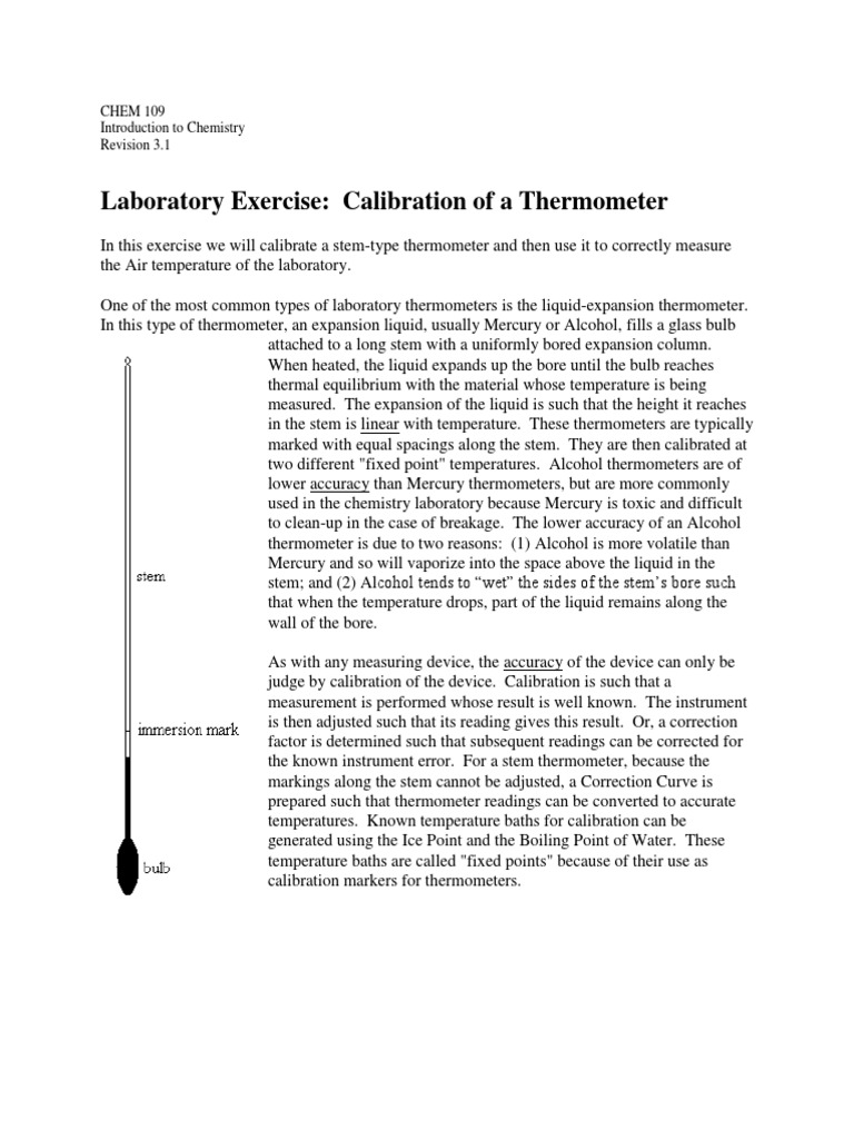 Thermometer Calibration Procedure | PDF | Thermometer | Calibration