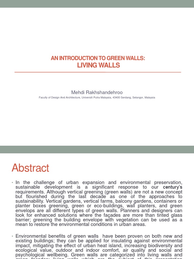 Living Walls: An Introduction To Green Walls | PDF | Plants ...