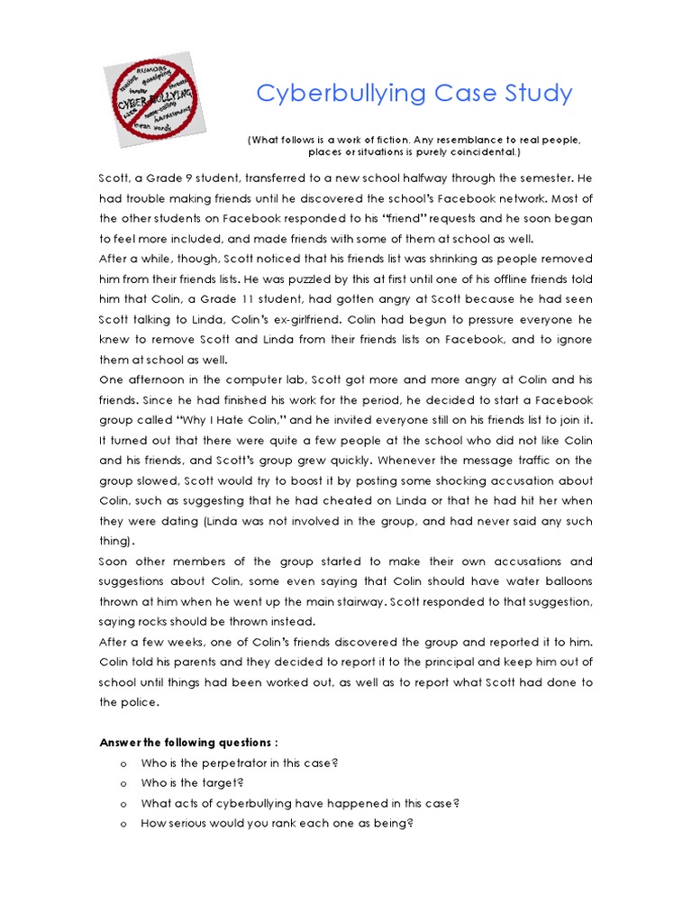 Cyberbullying Case Study Reading Comprehension | PDF