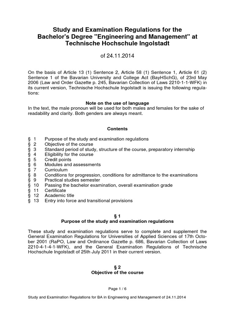BA Engineering and Management Regulations | PDF | Bachelor's Degree ...