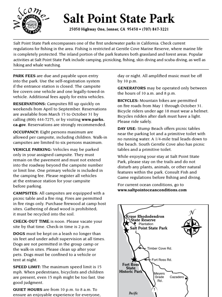 Salt Point State Park Campground Map | PDF | Camping | Campsite