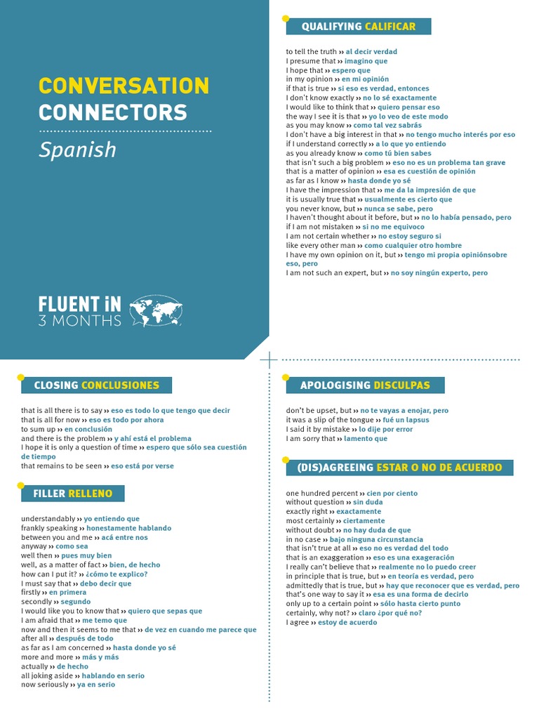 Conversation Connectors Spanish | PDF | Languages